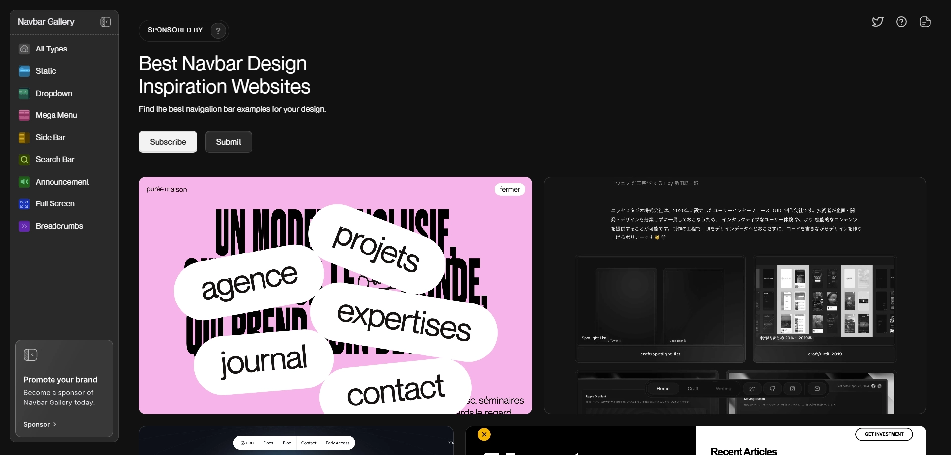 Navbar Gallery : inspiration pour vos menus de navigation